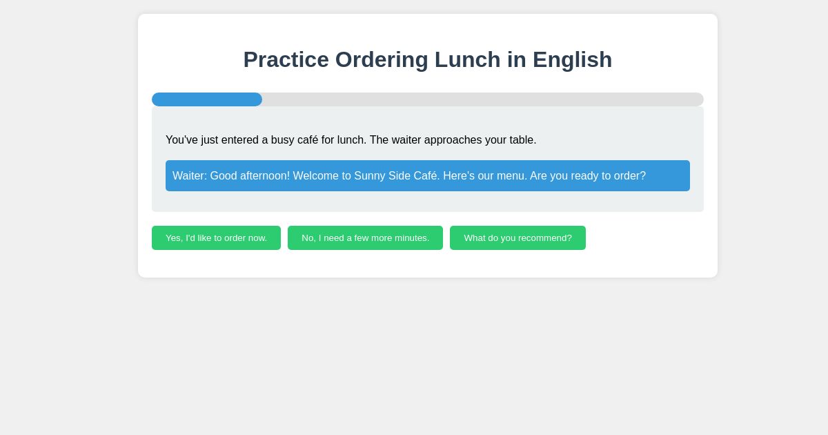 LanguageSim: Practice Ordering Lunch in English
