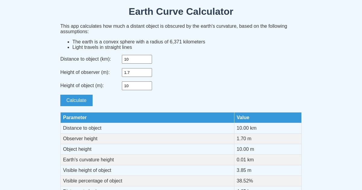 Earth Curve Calculator