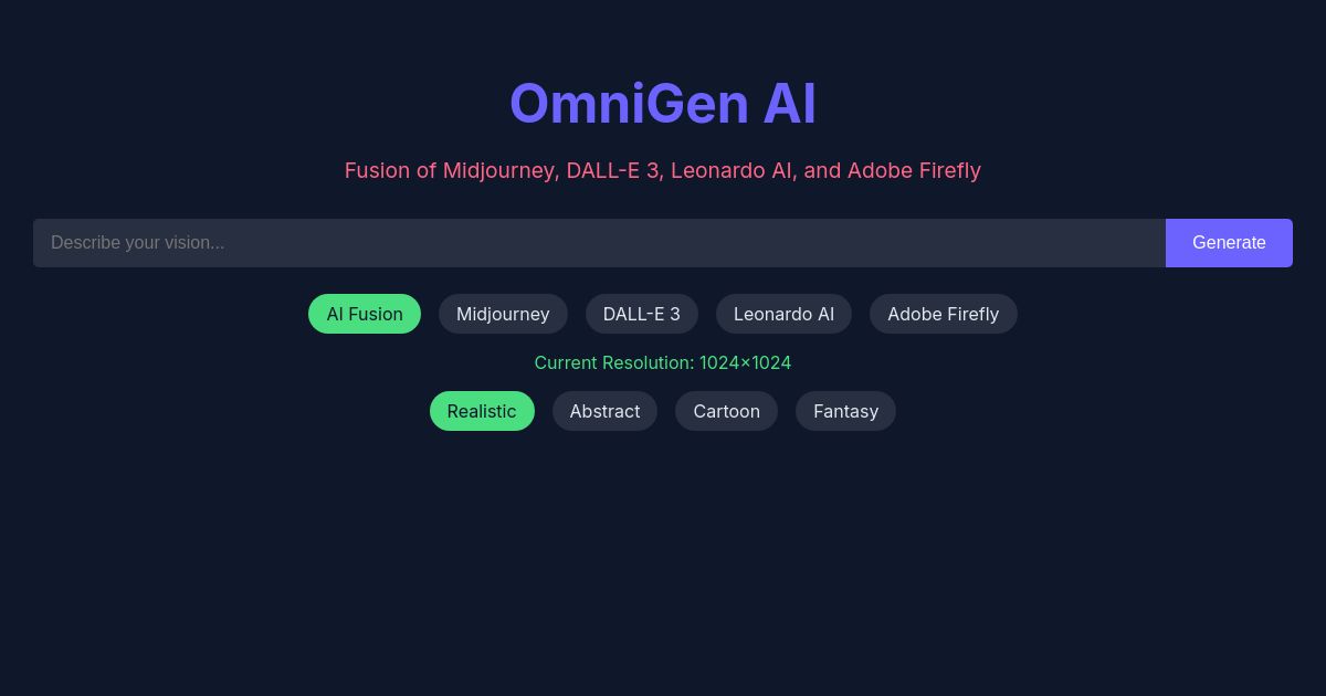 OmniGen AI - Fusion of Midjourney, DALL-E 3, Leonardo AI, and Adobe Firefly
