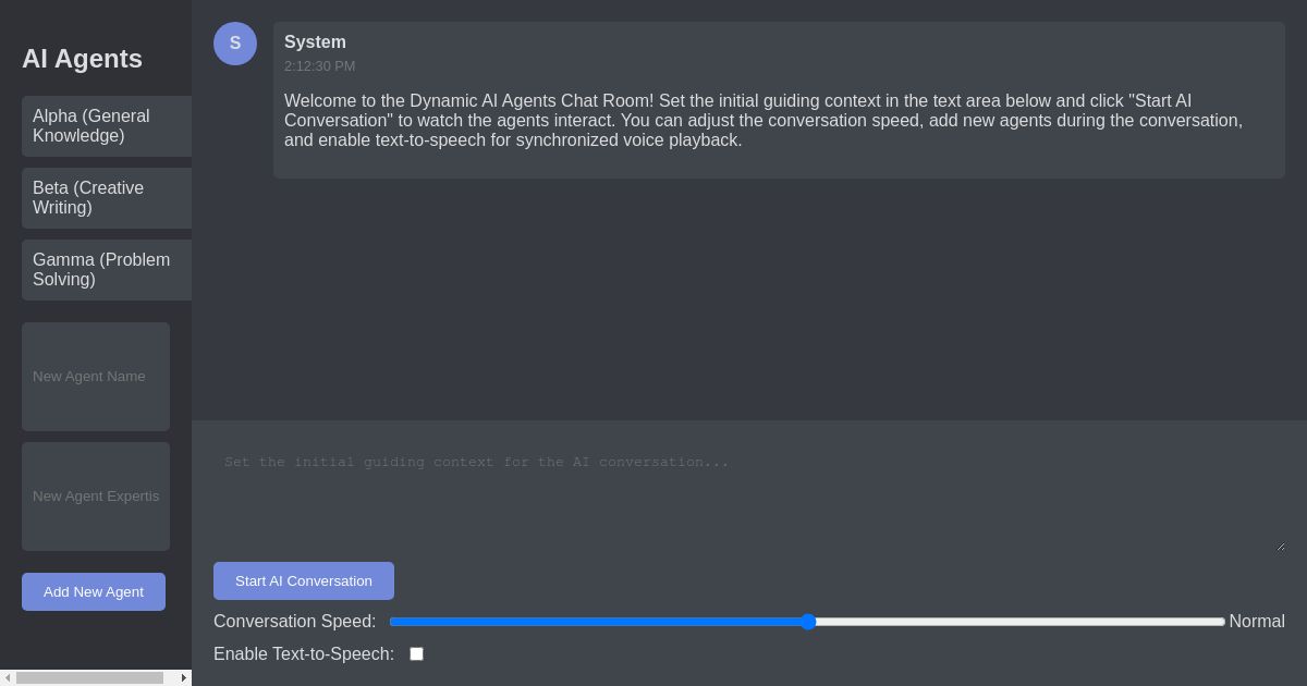 V1 AI Agent TTS Chatroom - Create Agents and Set ScenarioAI Agent TTS Chatroom - Create Agents ...