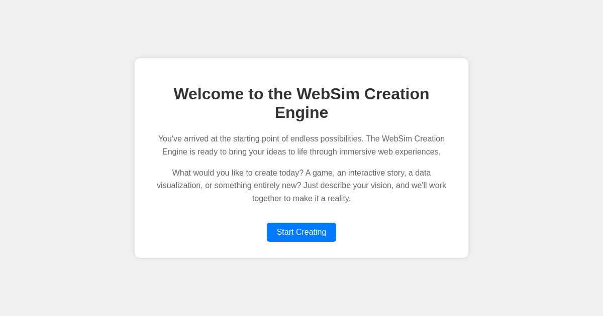 WebSim Creation Engine - Welcome
