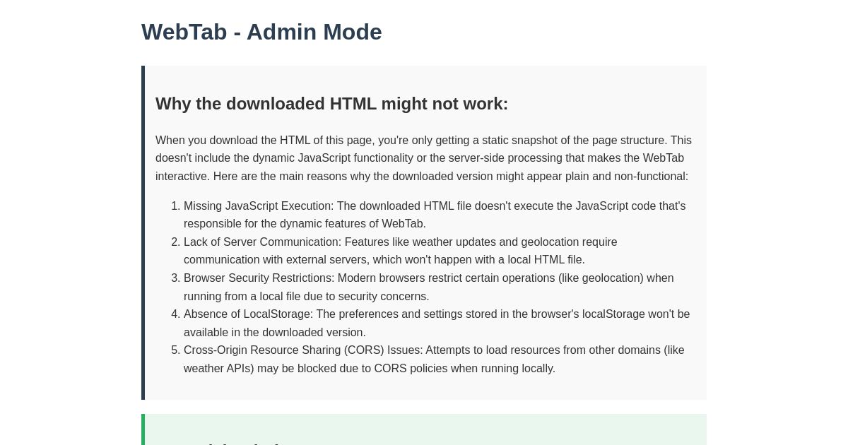 WebTab - Admin Mode