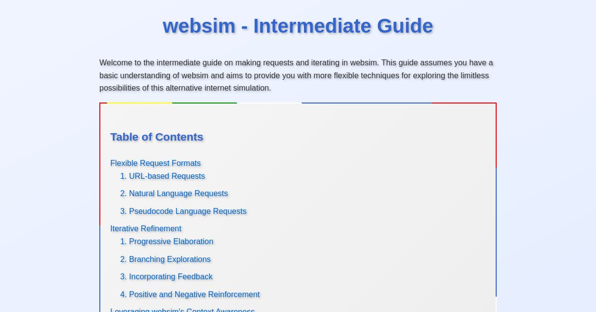 websim - Intermediate Guide