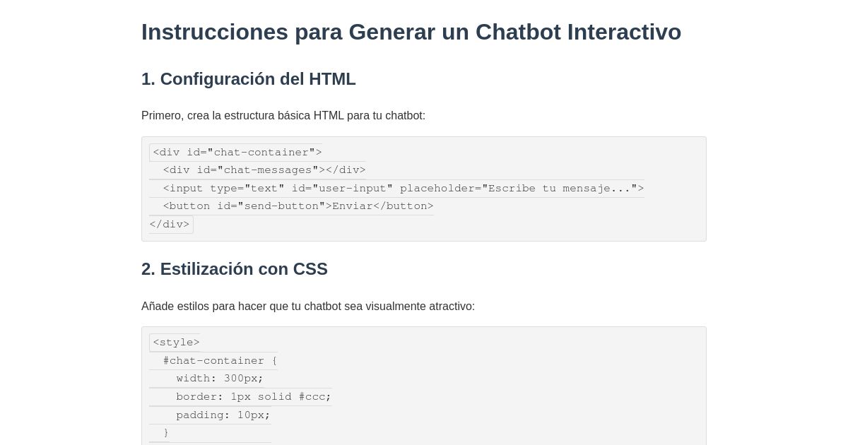 Instrucciones para Generar un Chatbot Interactivo
