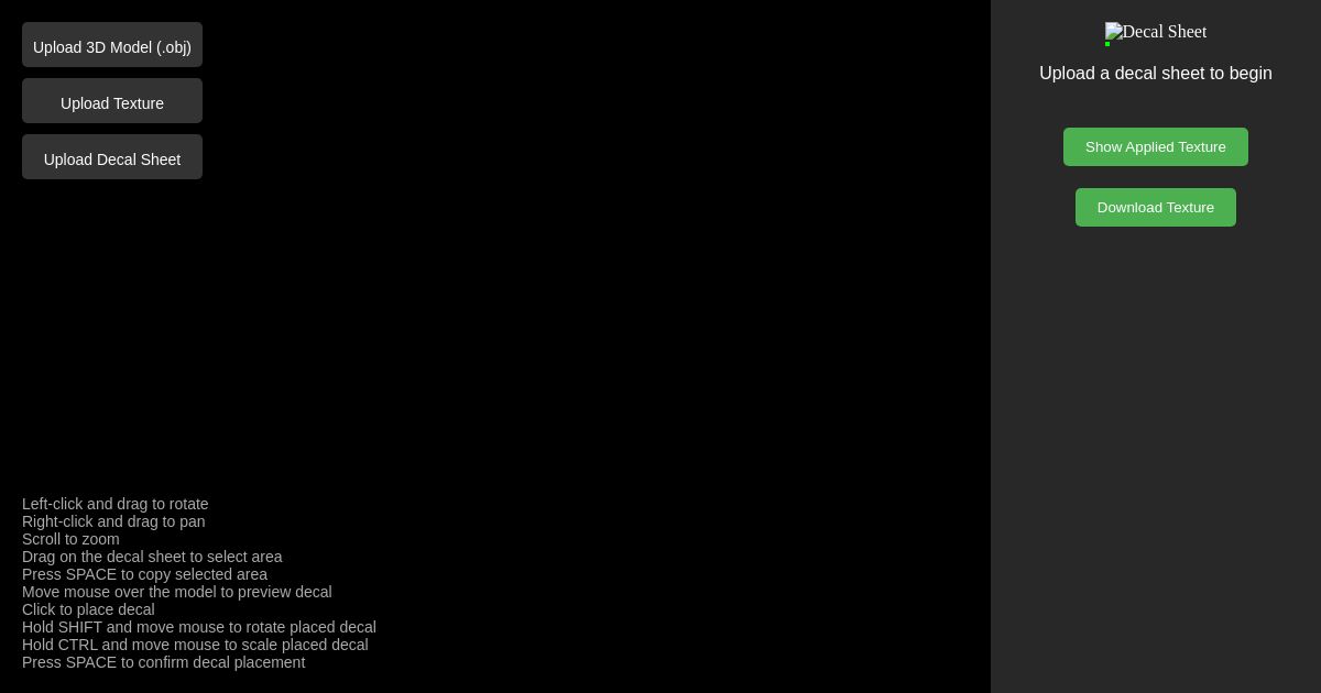 WebSim 3D Viewer with Rotatable and Scalable Decal Preview