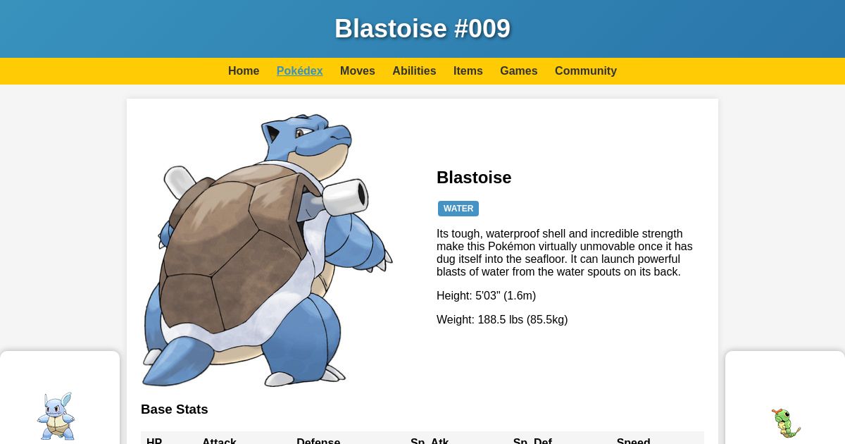 PokémonDB - Blastoise #009