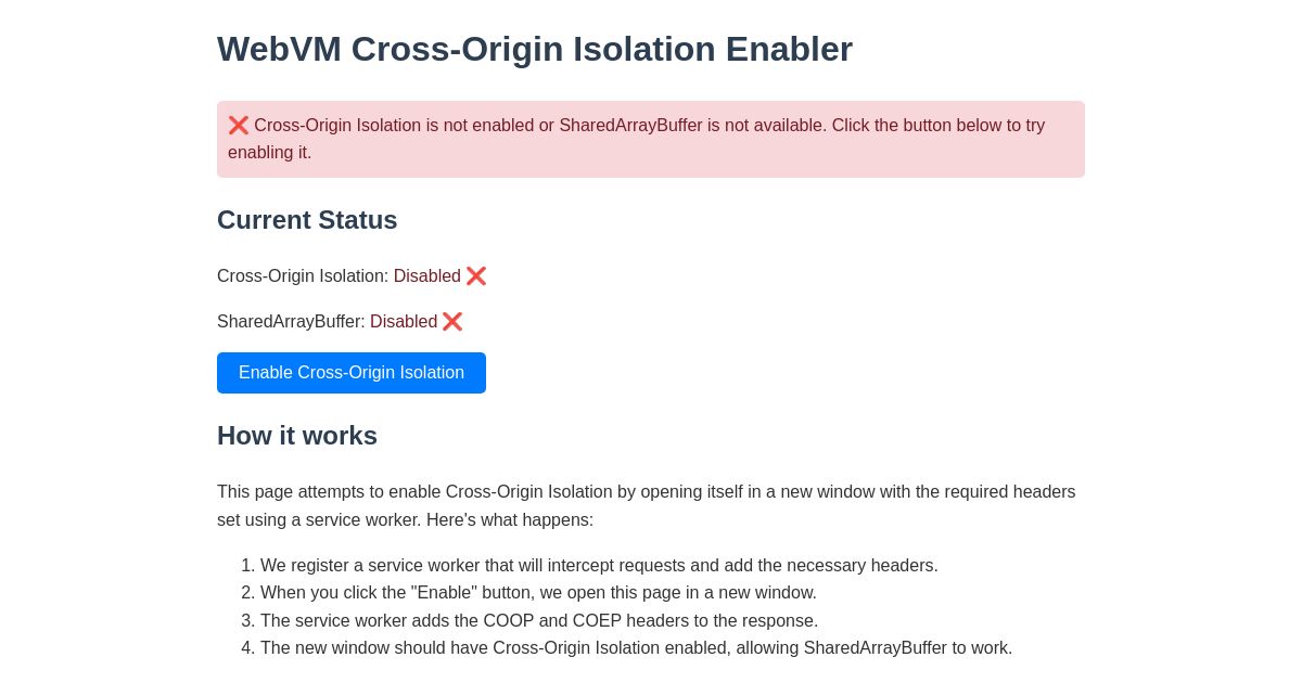 WebVM Cross-Origin Isolation Enabler sty