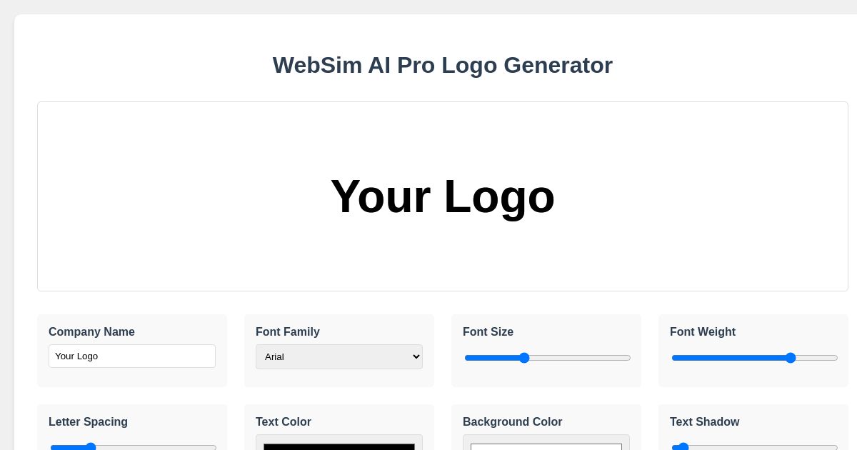 WebSim AI Pro Logo Generator