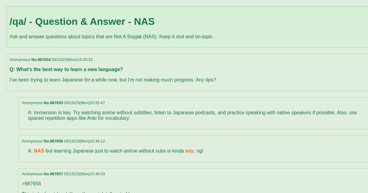 soyjak.party - /qa/ - Question & Answer - NAS