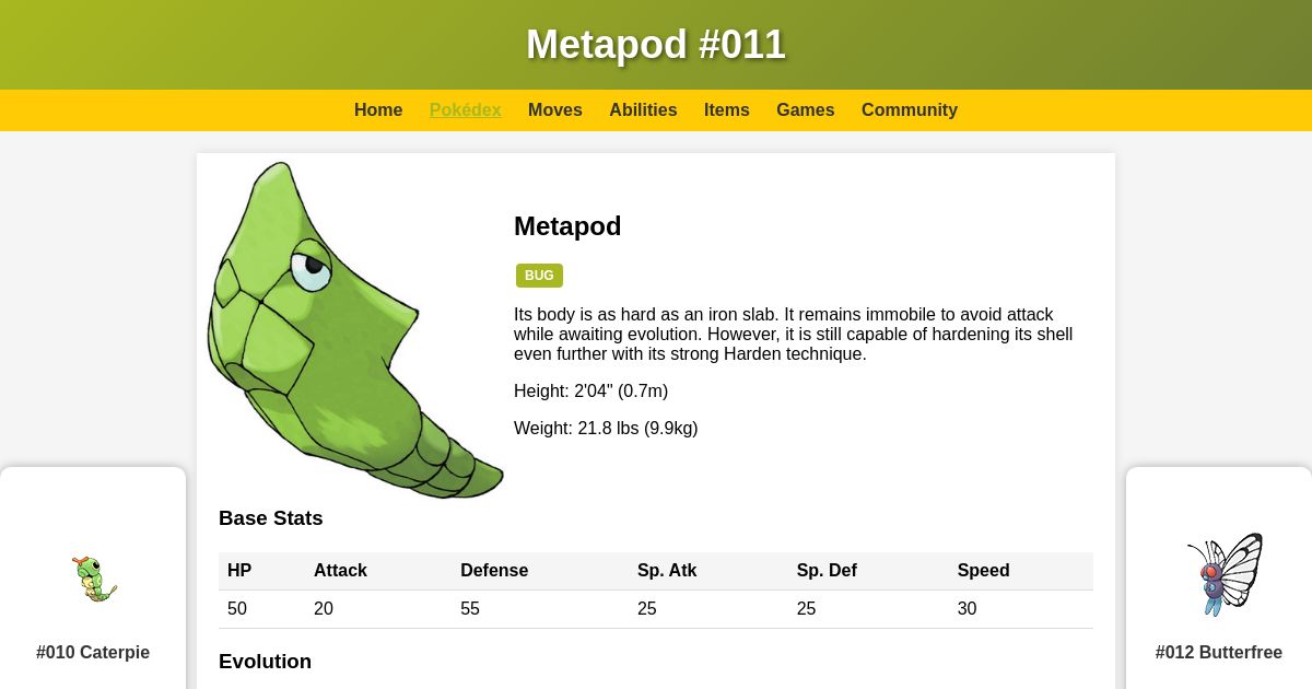 PokémonDB - Metapod #011