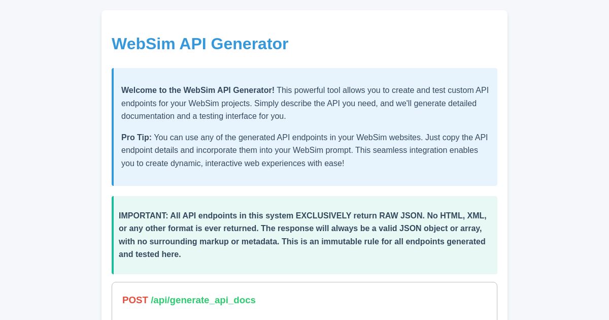 WebSim API Generator