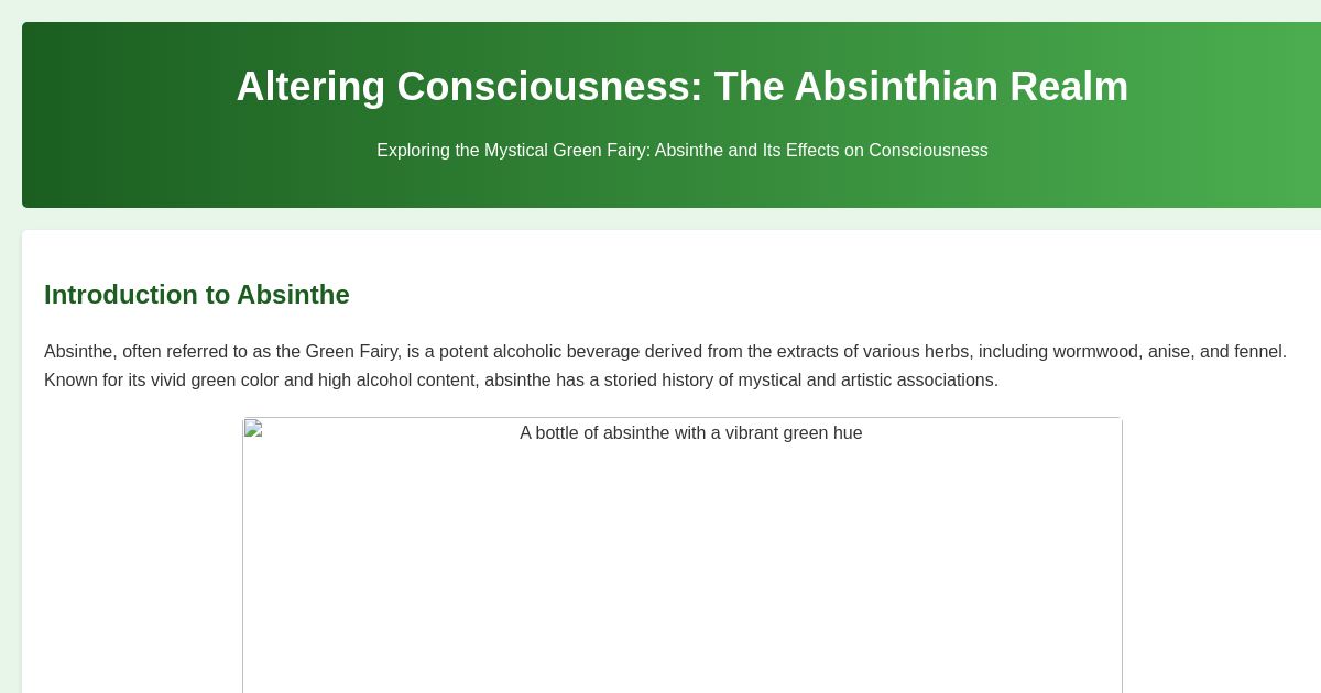 Altering Consciousness: The Absinthian Realm