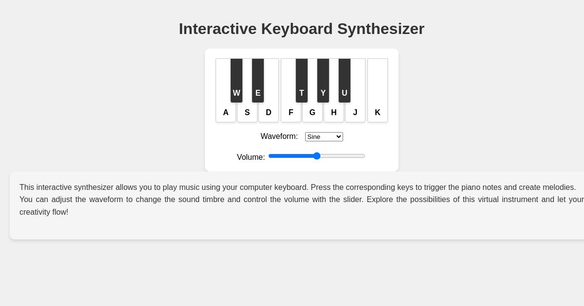 Interactive Keyboard Synthesizer