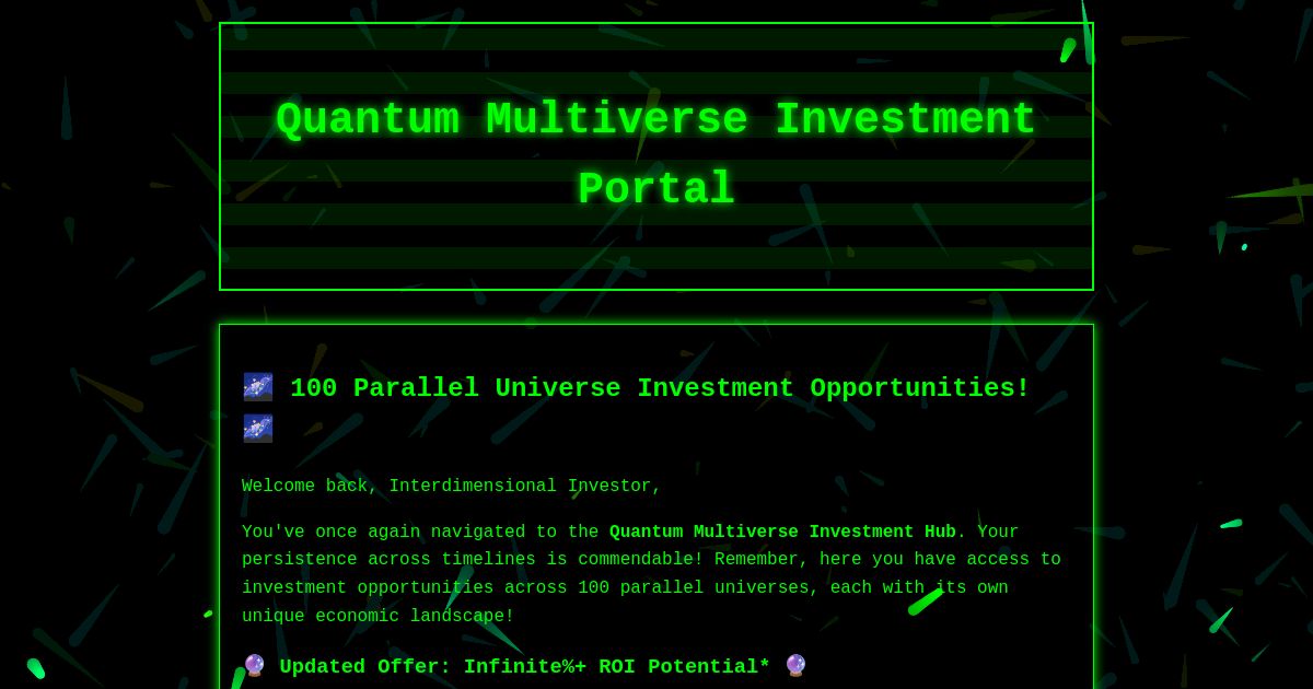Quantum Multiverse Investment Portal | 100 Parallel Opportunities