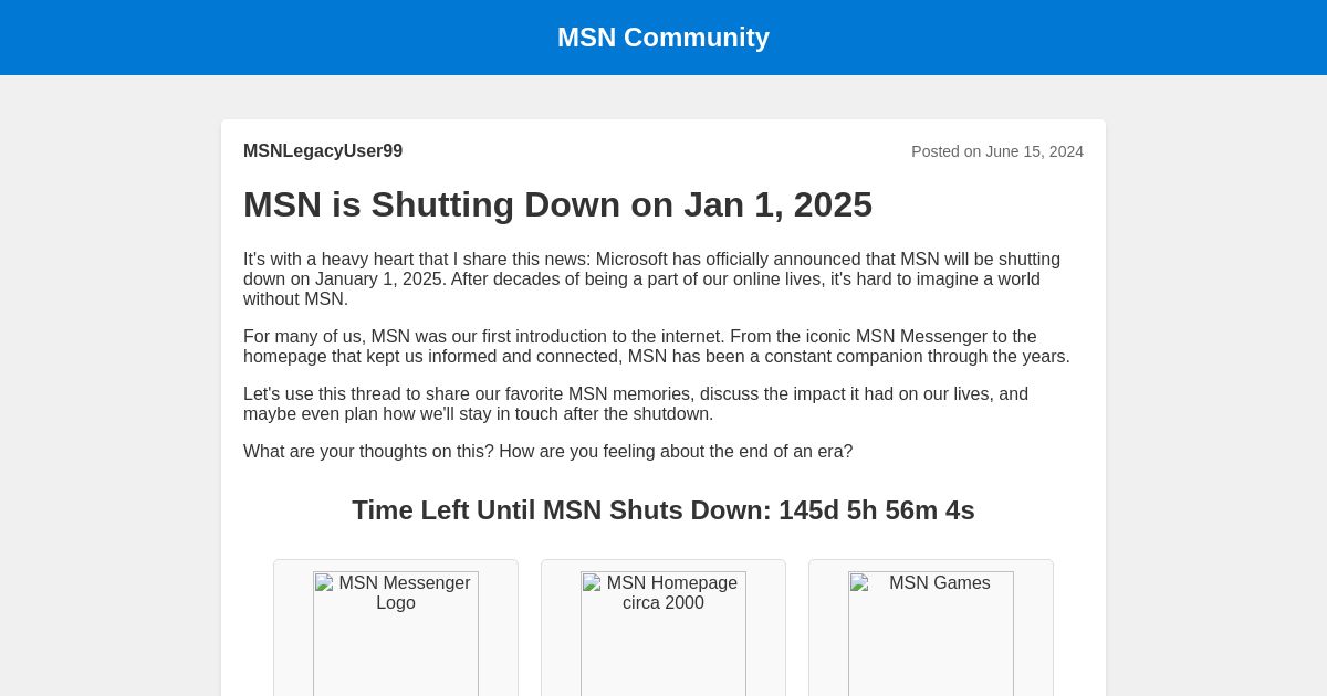 MSN is Shutting Down on Jan 1, 2025 - MSN Community