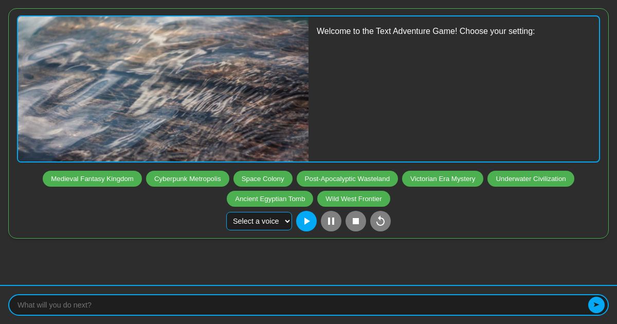 Text Adventure Game with Voice Selection