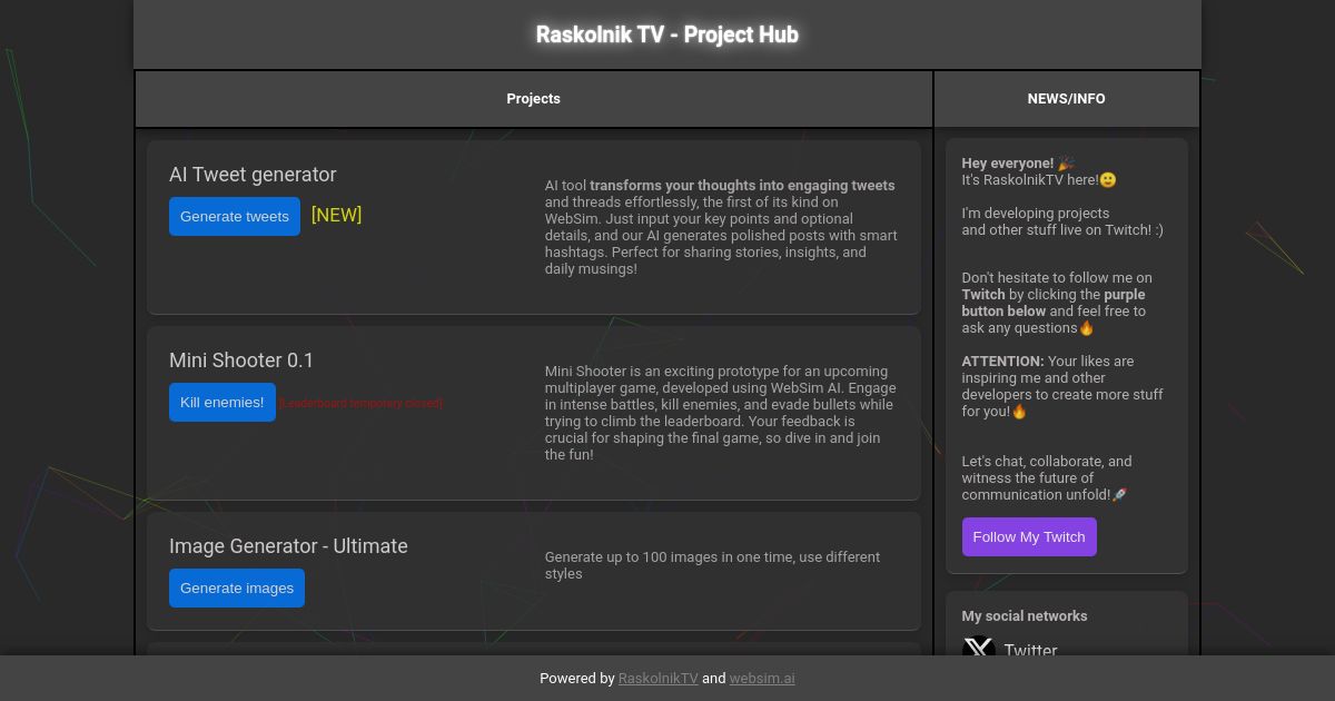Raskolnik TV - Project Hub