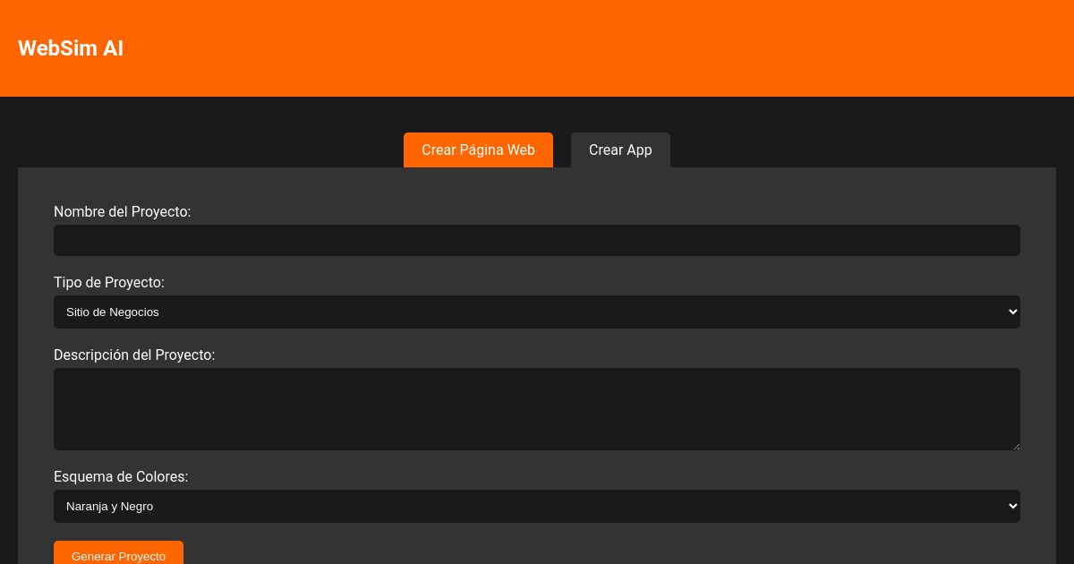 websim.ai/crear paginas web/crear app