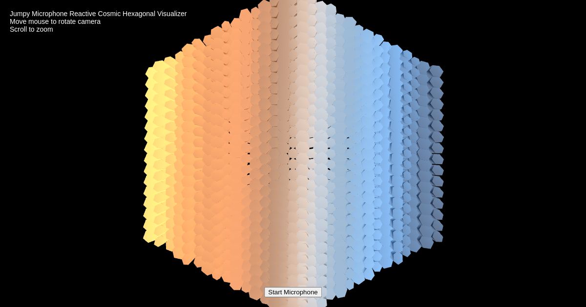 Jumpy Microphone Reactive Cosmic Hexagonal Visualizer - WebSim.AI