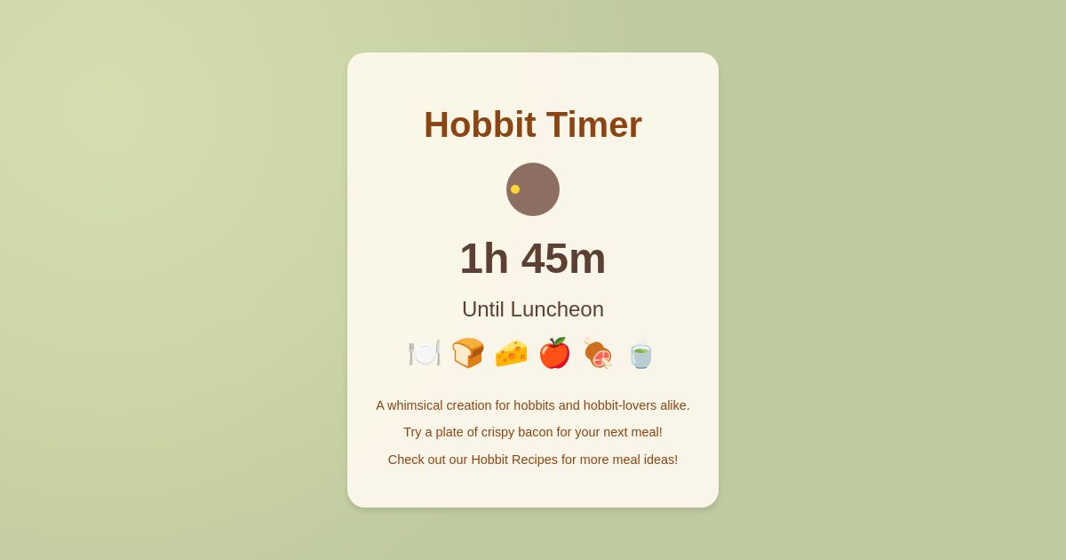 Hobbit Timer - Time Until Next Meal