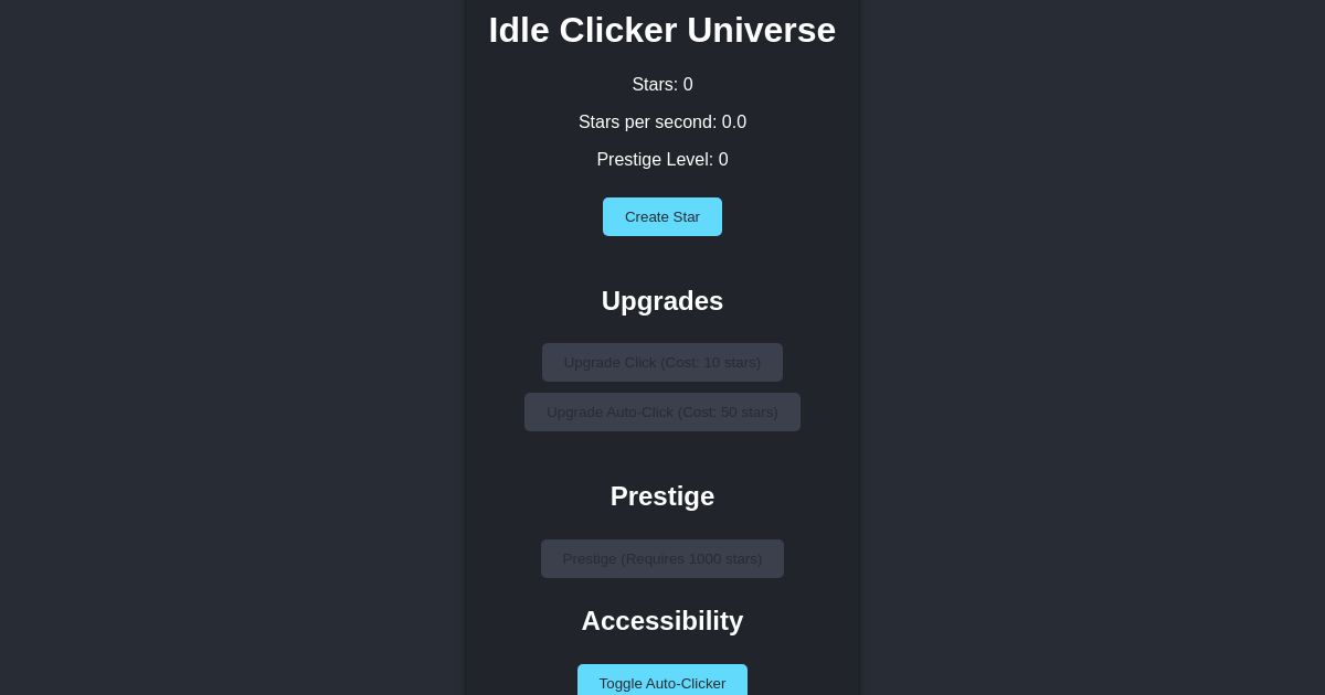 Idle Clicker Universe style