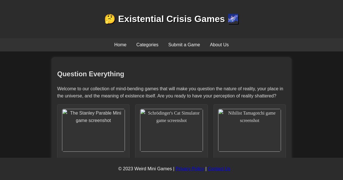 Existential Crisis Games - Weird Mini Games