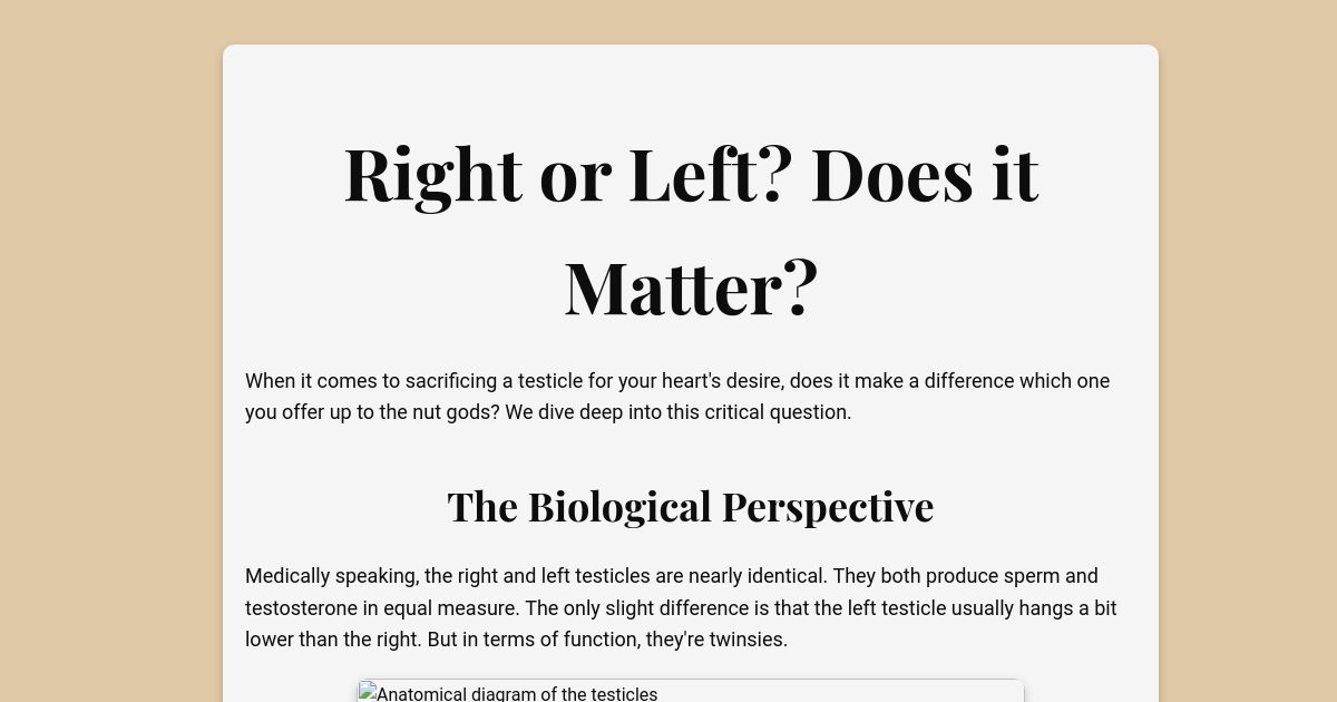 Right or Left? Does it Matter? - I'd Give My Left Nut For a Chance To...