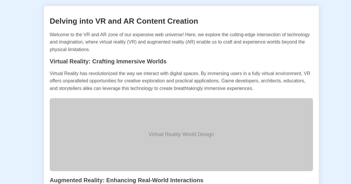 WebSim VR and AR Content Creation