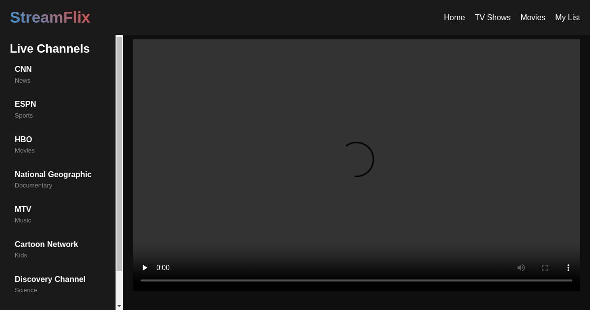 StreamFlix - Live Streaming Platform