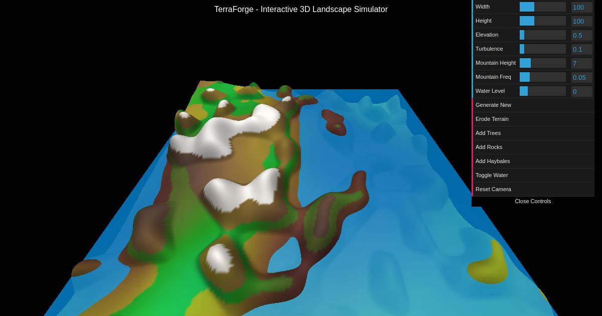 TerraForge - Interactive 3D Landscape Simulator