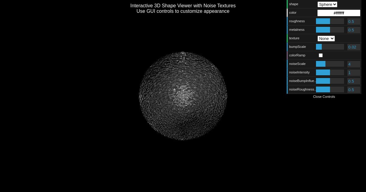 Interactive 3D Shape Viewer with Noise Textures