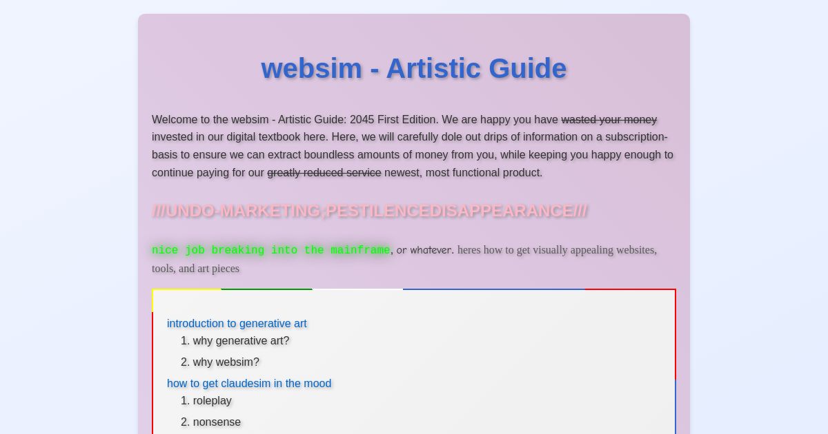 websim - Artistic Guide