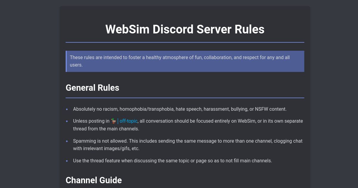 WebSim Discord Server Rules
