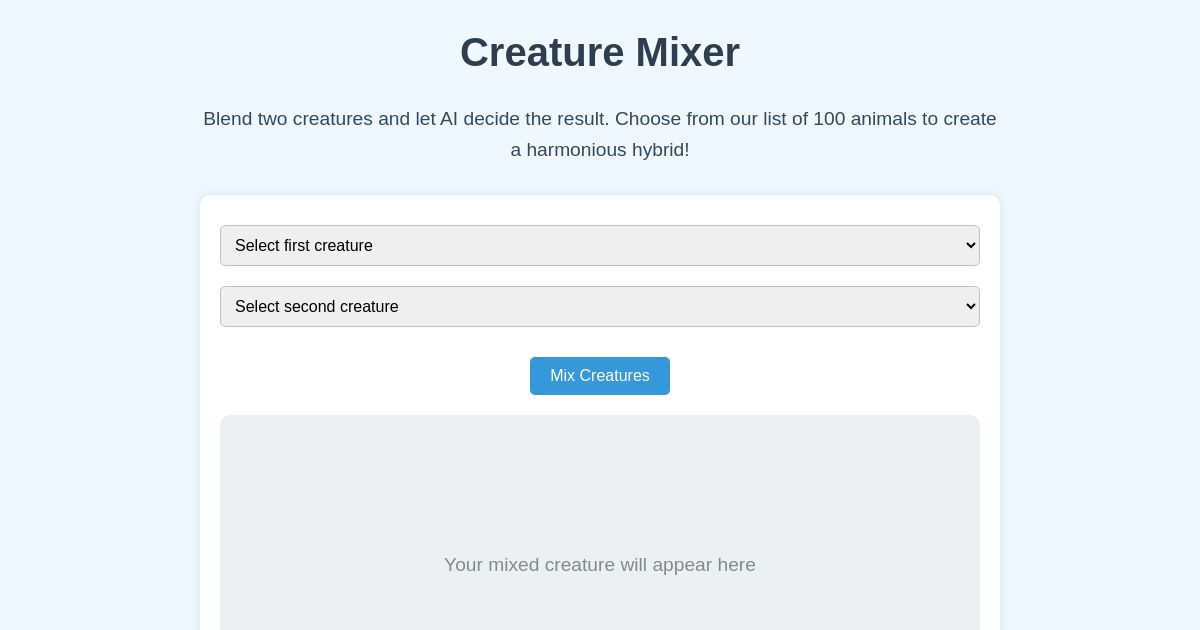 Creature Mixer - Blend Two Animals into a Harmonious Hybrid