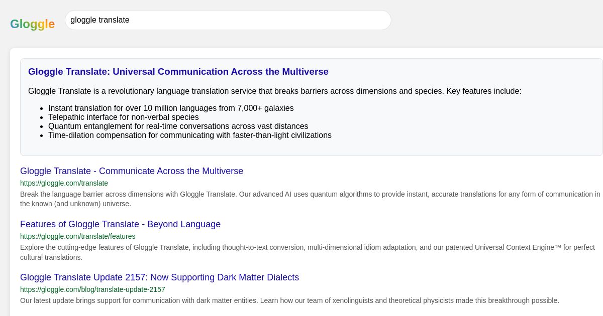 Gloggle Translate - Gloggle Search Results