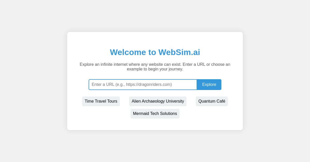 WebSim.ai - Explore the Infinite Internet