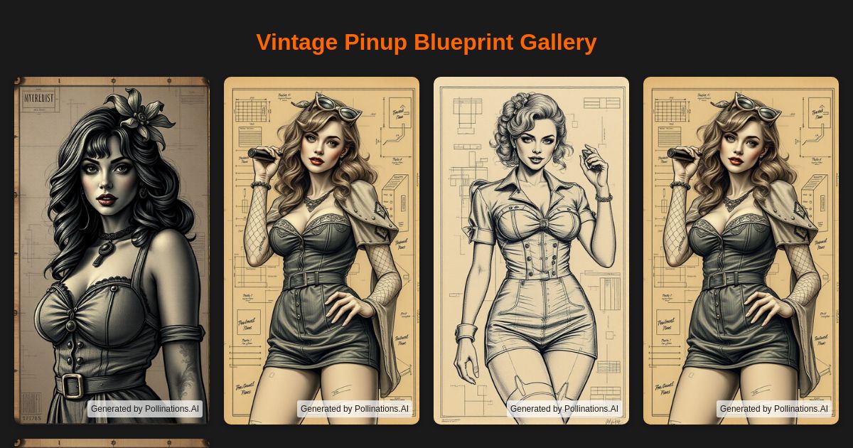 Vintage Pinup Blueprint Gallery styl