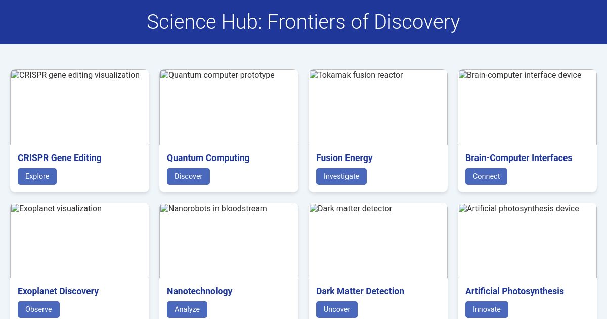 Science Hub - Cutting-Edge Research Dashboard