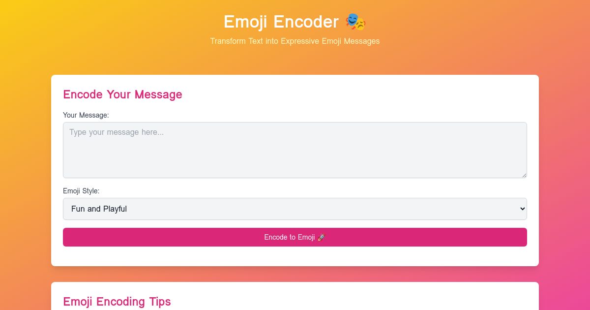 Emoji Encoder: Transform Text into Expressive Emoji Messages