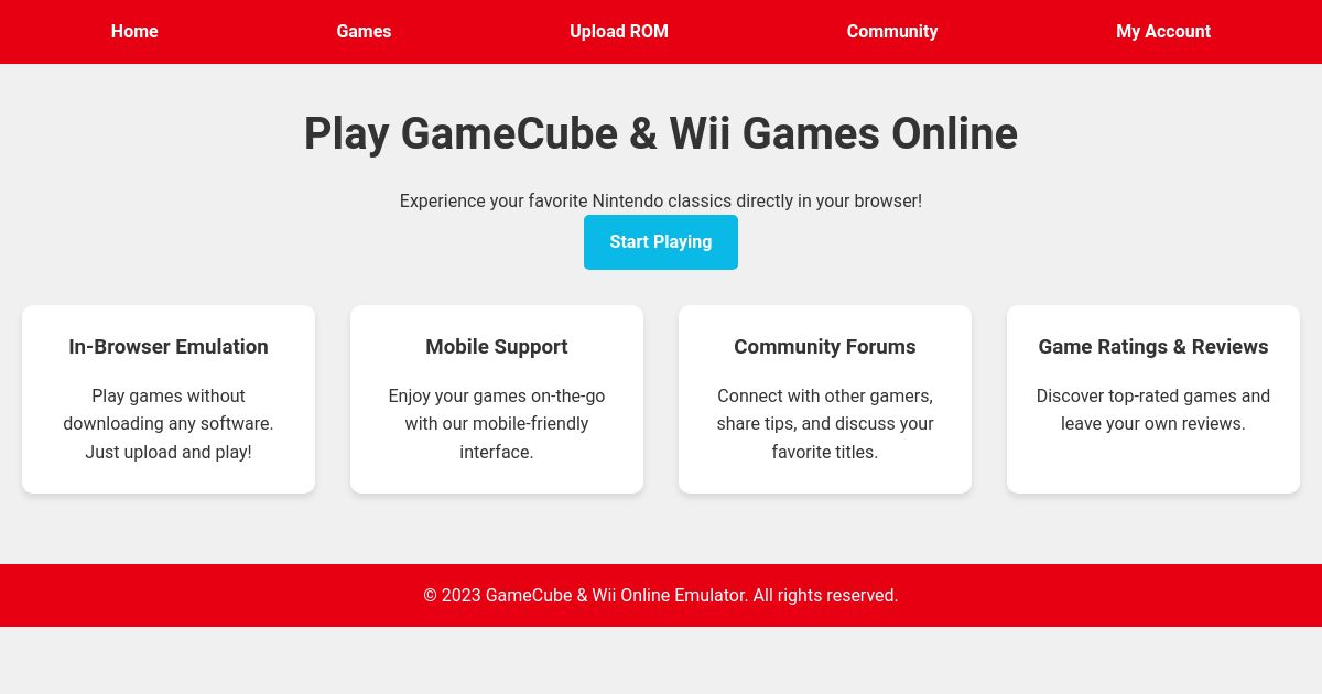 GameCube & Wii Online Emulator