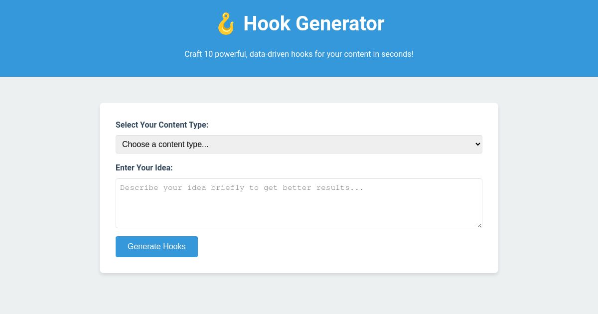 Hook Generator 🪝 - Your AI-Powered Content Hook Creator