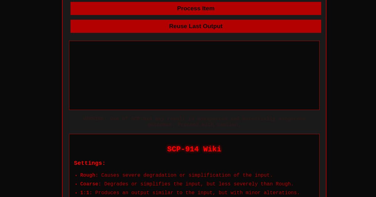 Scp 914 Emulator The Clockworks Award Winner