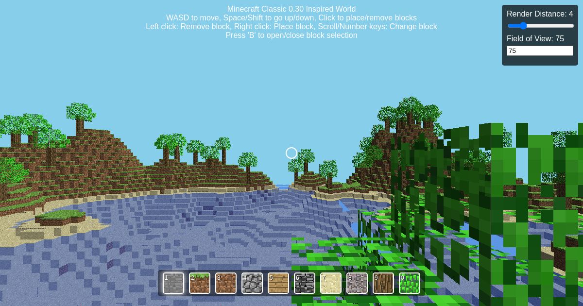 Minecraft Classic 0.30 Inspired World - WebSim