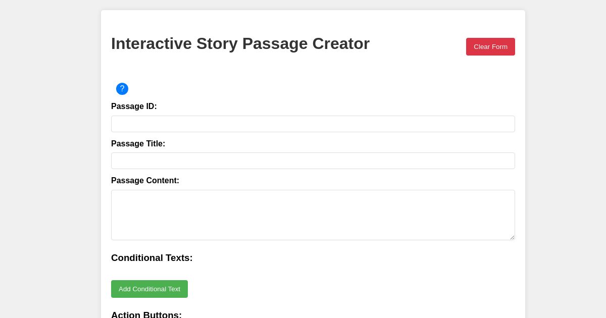 Interactive Story Passage Creator