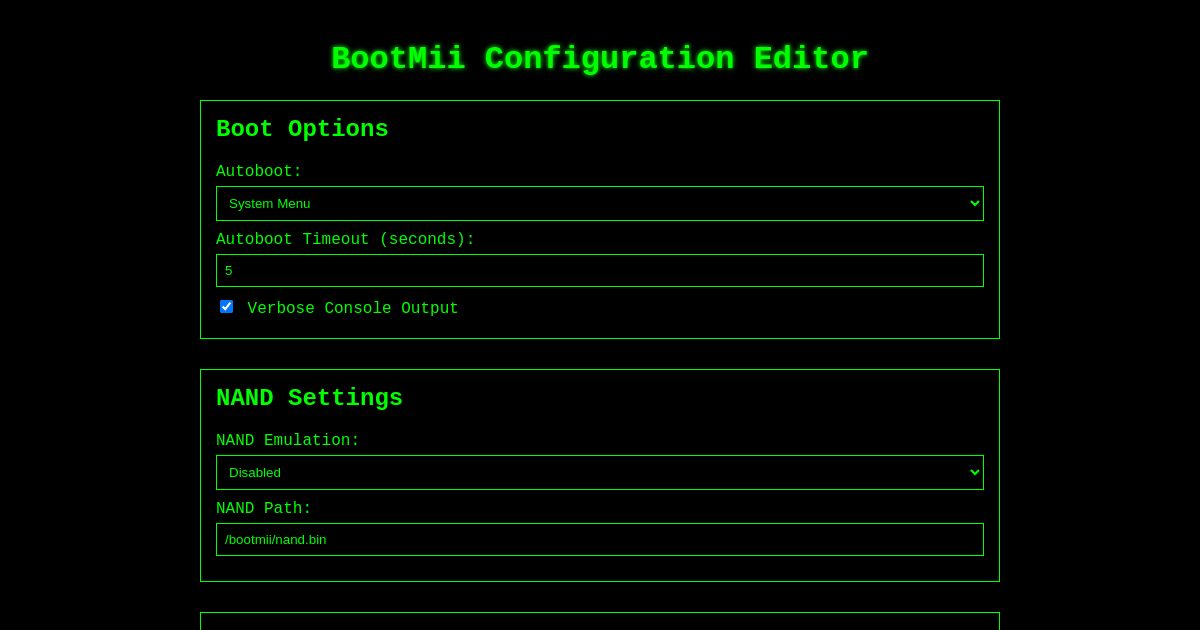 BootMii Configuration Editor