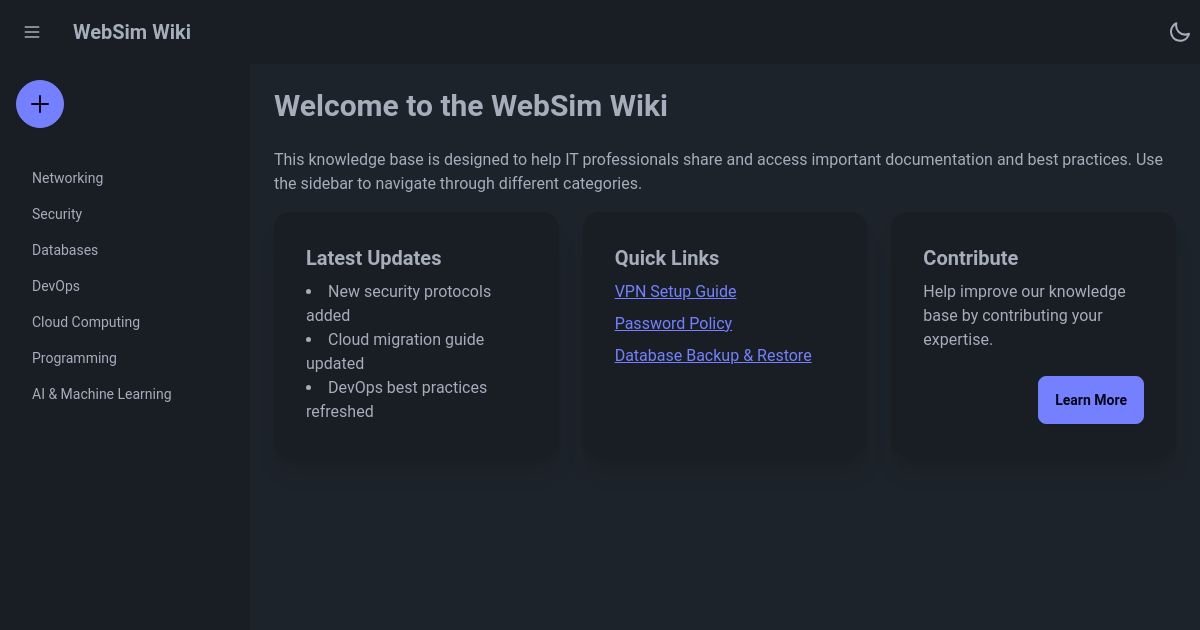 WebSim Wiki - IT Knowledge Base