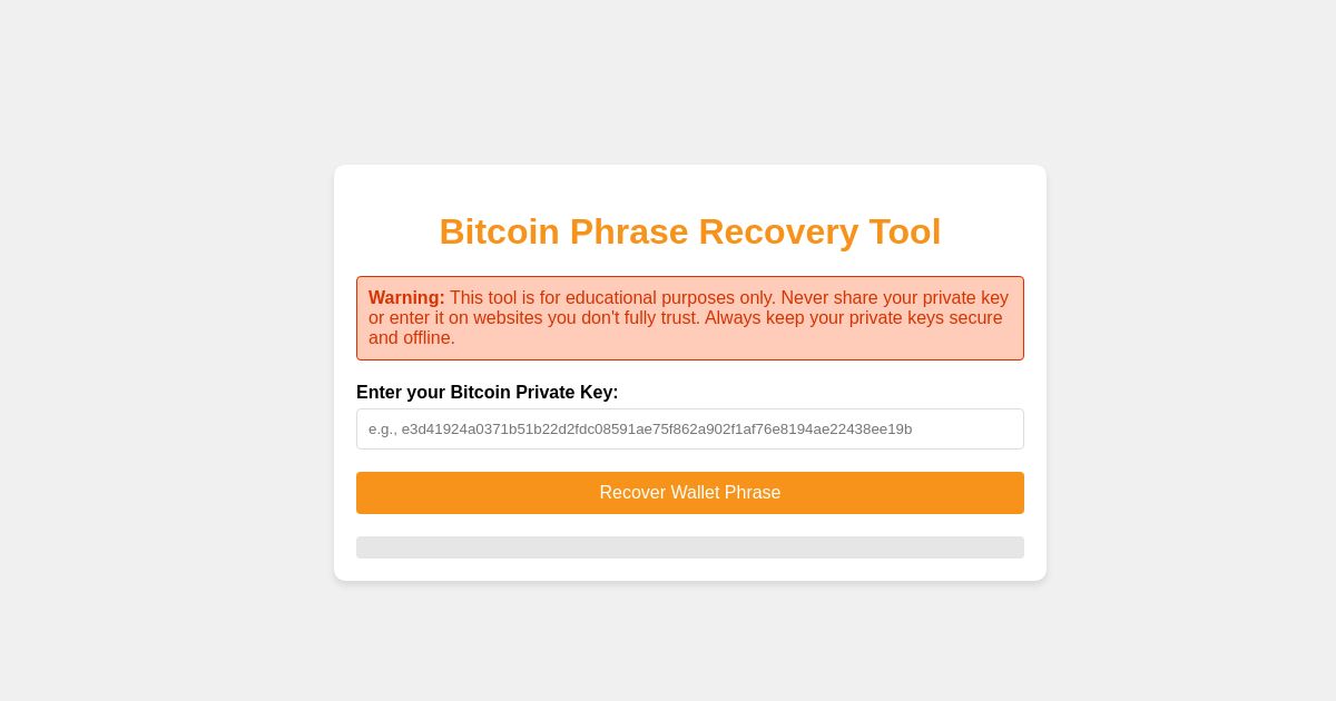 Bitcoin Phrase Recovery Tool