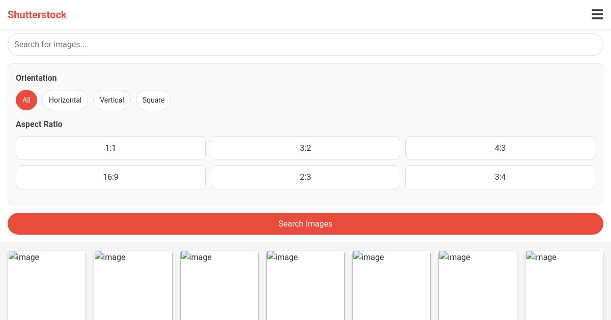Shutterstock Mobile - Image Search with Orientation and Aspect Ratio