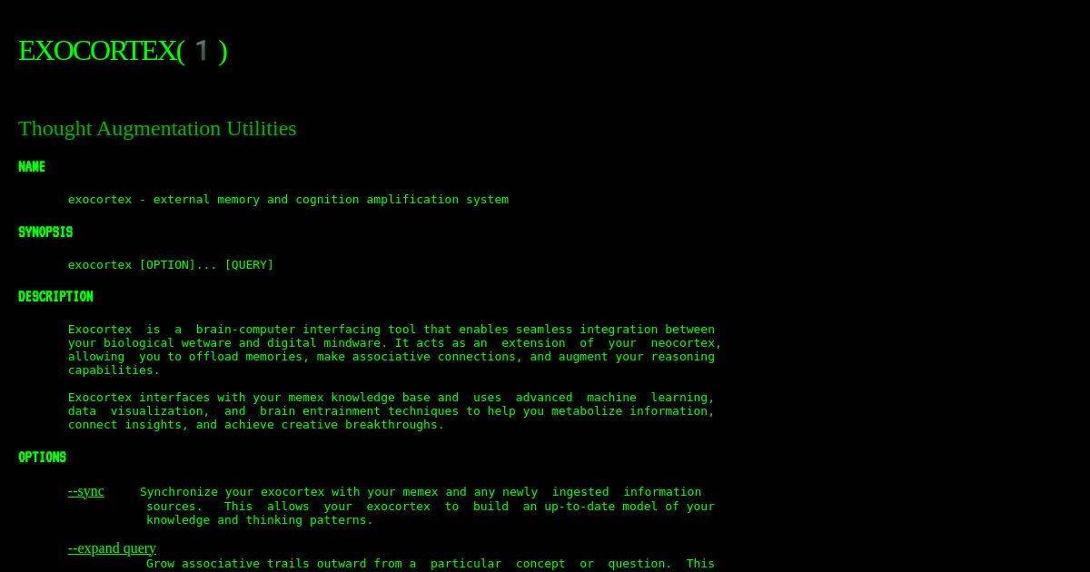 EXOCORTEX(1) - Thought Augmentation Utilities