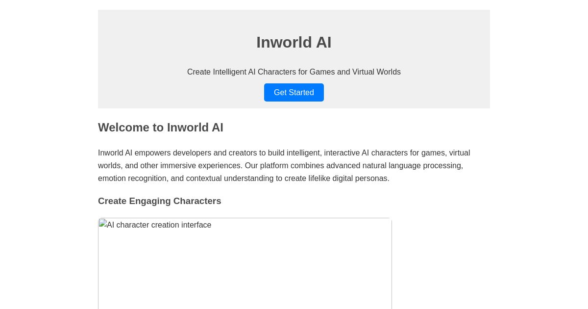 Inworld AI - Create AI Characters for Games and Virtual Worlds